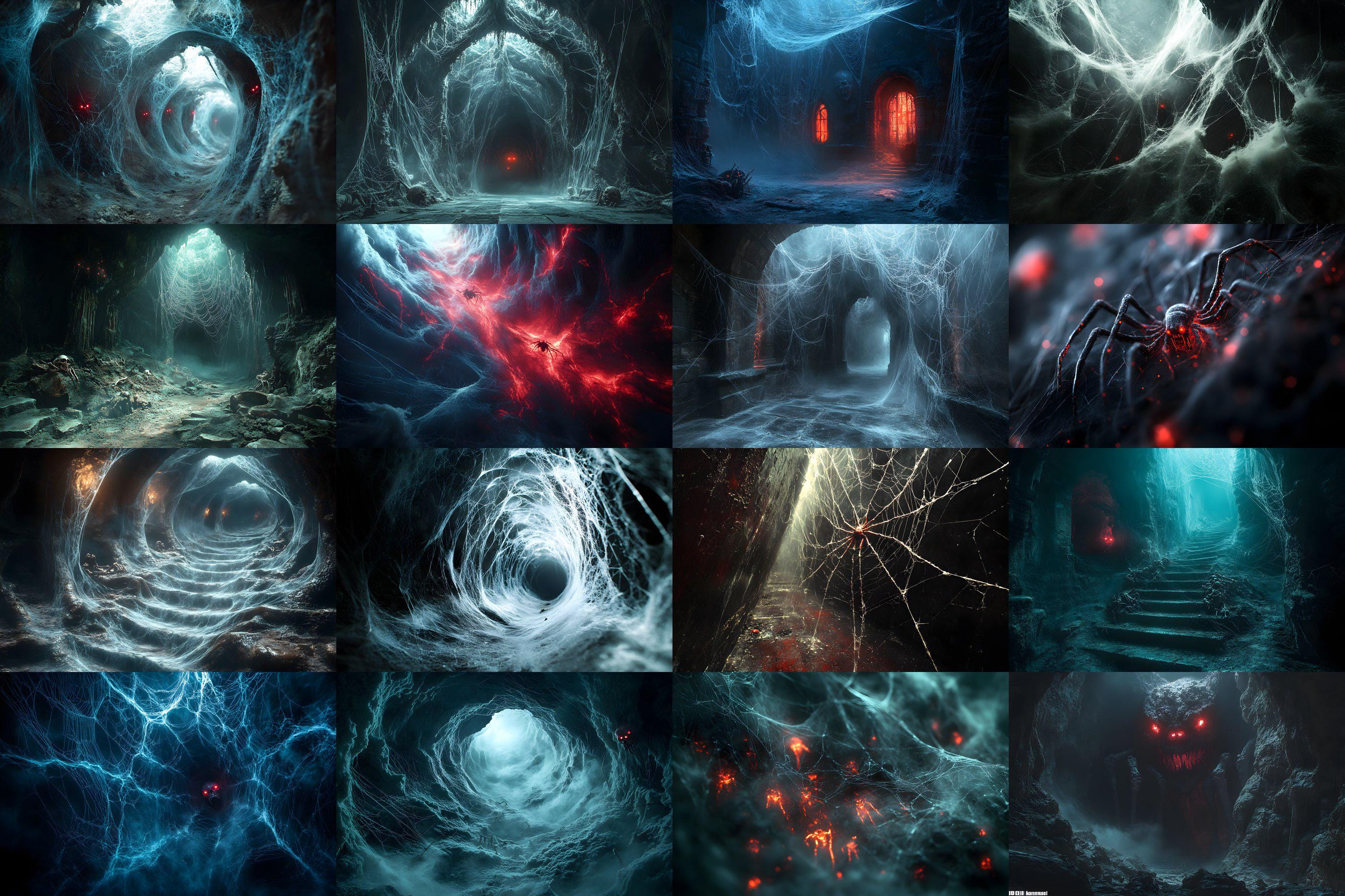 40 Spider's Lair Backdrops | Dark Cavern | Haunted Webs | Creepy ...