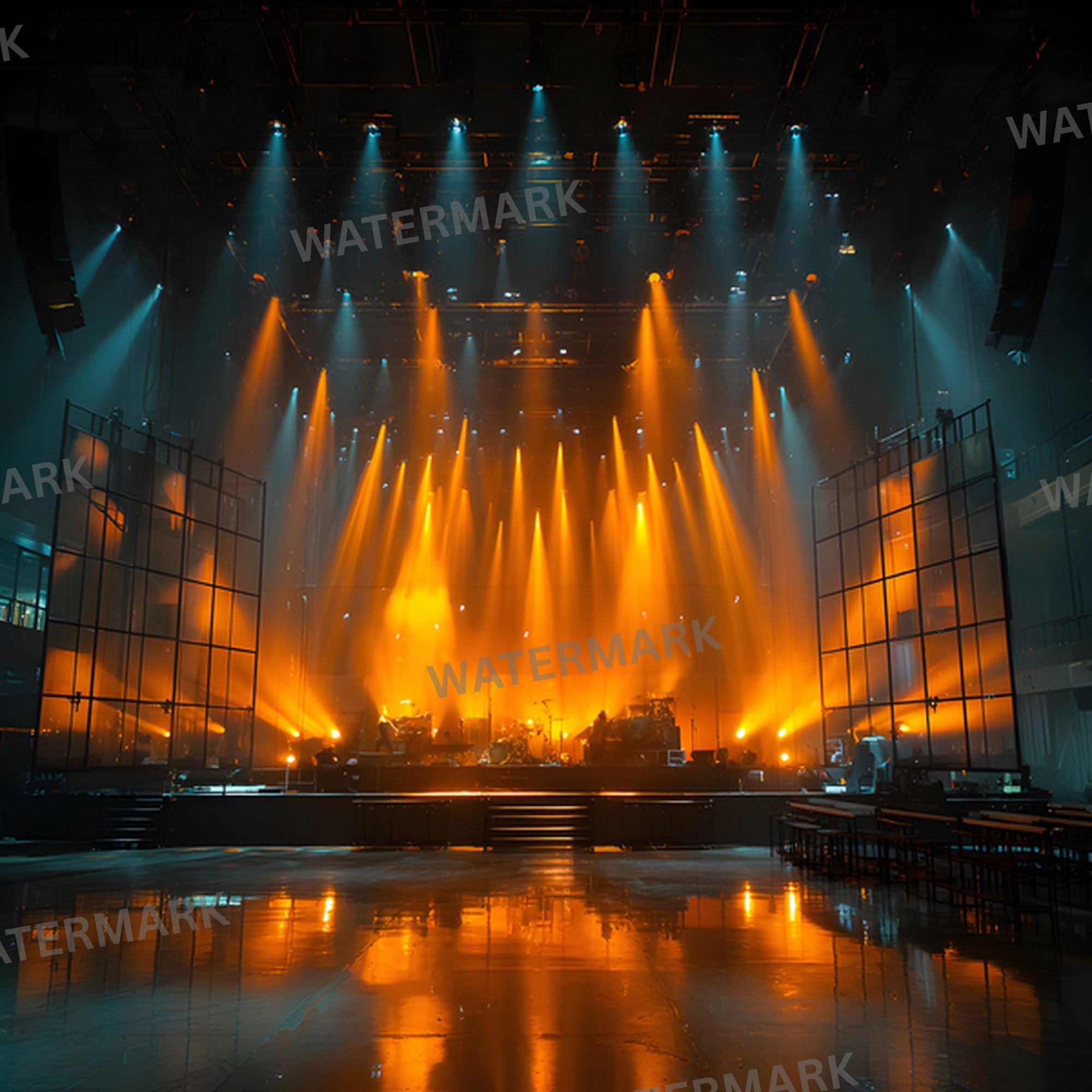 Yellow K-pop Concert Stage Backdrop: Digital Music Performance (JPG ...