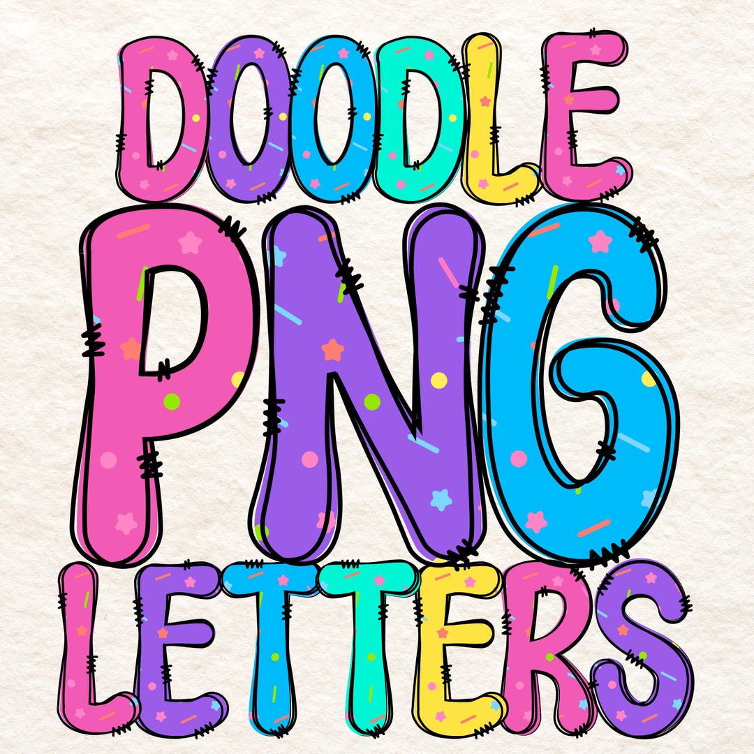 Alphabet Doodle Letters PNG Hand Drawn Alpha Pack PNG Letters Birthday ...