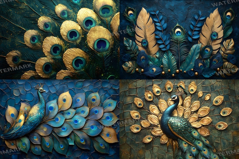 45 Peacock Deco Stage Backdrops | Elegant Art Deco Peacock Digital ...