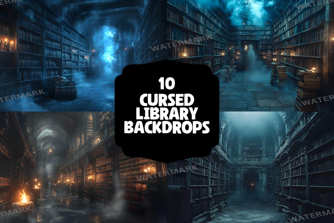 10 Cursed Library Backdrops | Haunted Gothic Digital Backgrounds | Dark ...