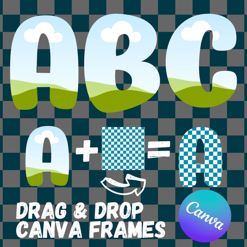 Letter Canva Frames Drag and Drop Frames Groovy Retro Doodle Fillable ...