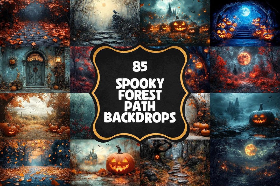Spooky Forest Path Photography Backdrop | Photoshop Overlay | Photo ...
