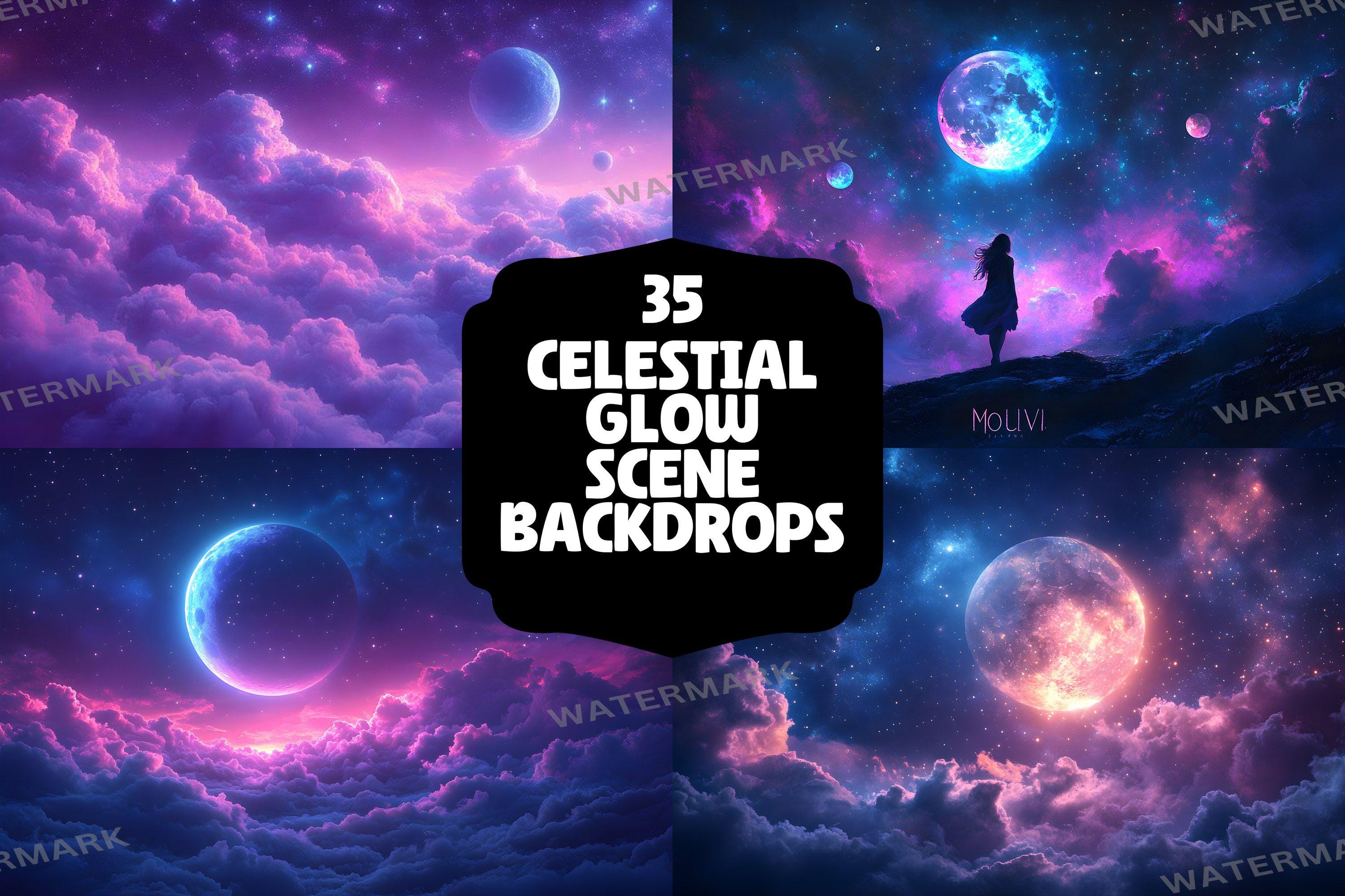 35 Celestial Glow Scene Backdrops, Fantasy Moon Sky Digital Background ...