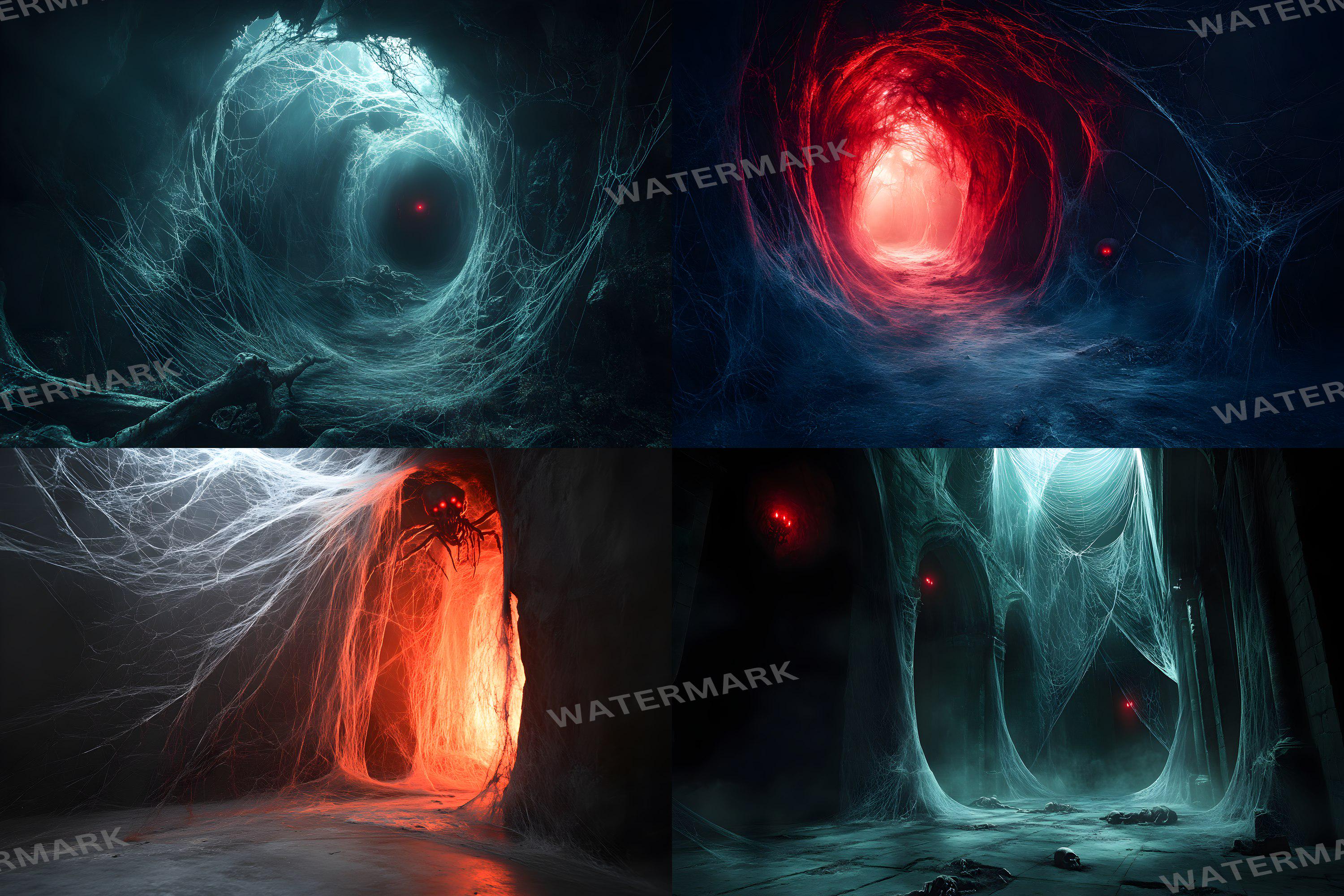 40 Spider's Lair Backdrops | Dark Cavern | Haunted Webs | Creepy ...