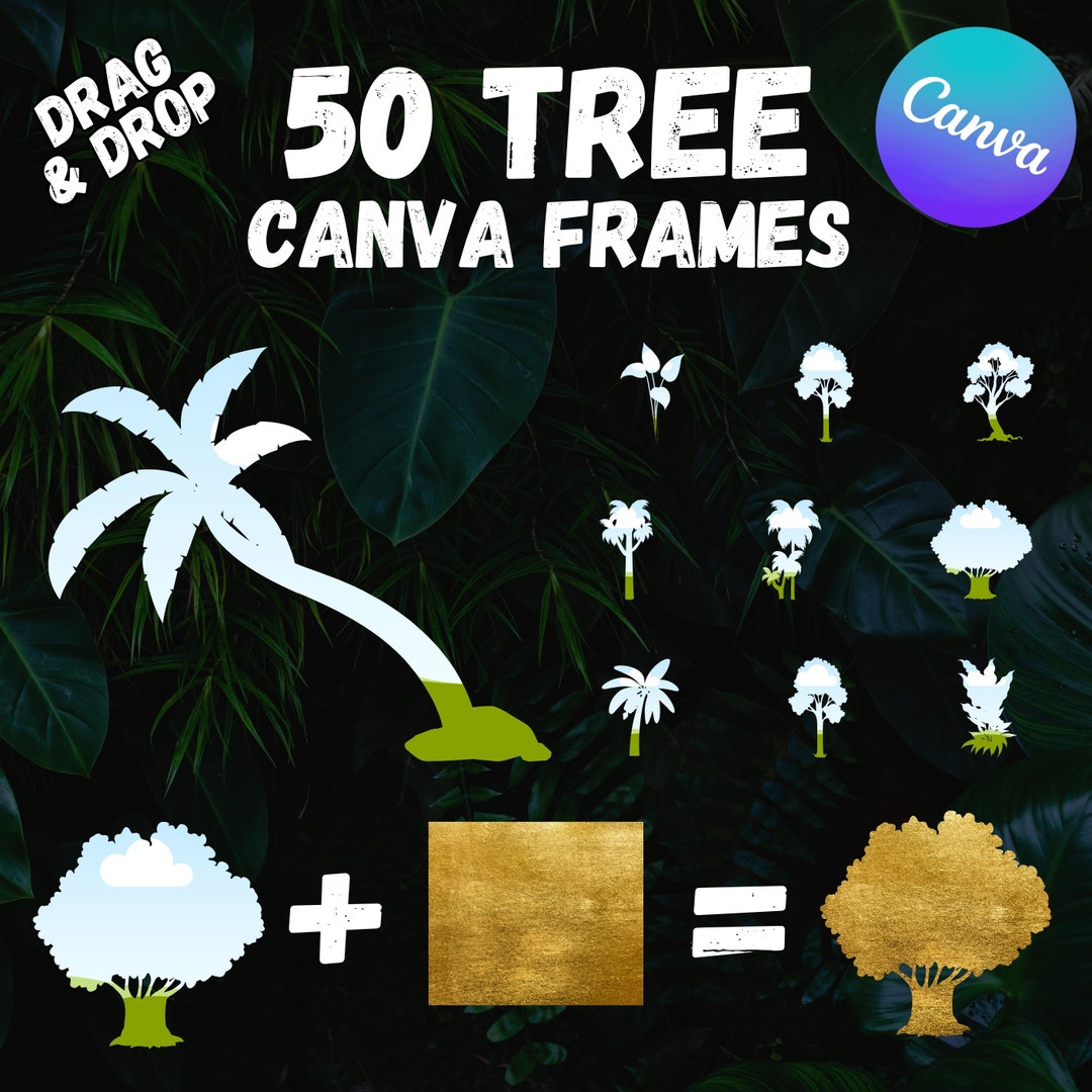 Tree Canva Frames Drag and Drop Tree Nature Canva Templates - Etsy
