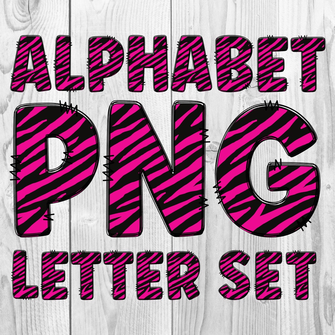 Zebra Pattern Alphabet Doodle Letters PNG Set Doodle Alphabet Pngs ...