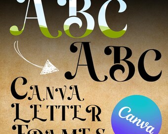 CANVA Doodle Letters Drag and Drop Frames Groovy Retro Doodle Fillable ...