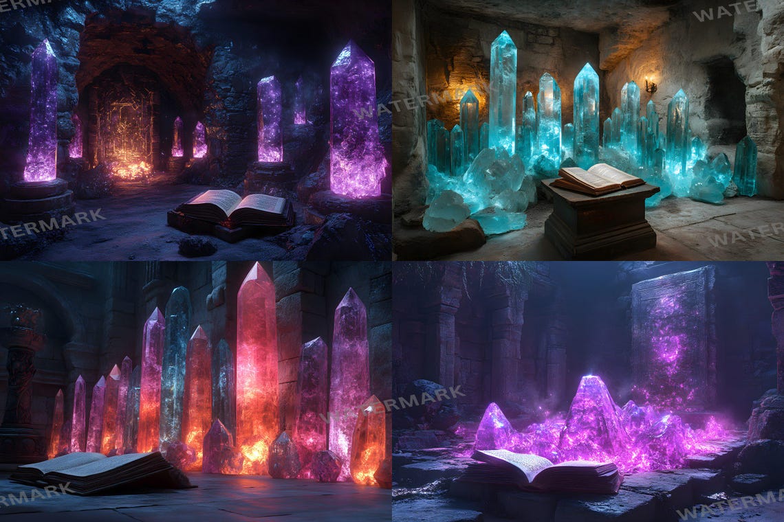 Cursed Crystal Chamber Backdrops, Fantasy Cave, Magical Gemstone (jpgs ...