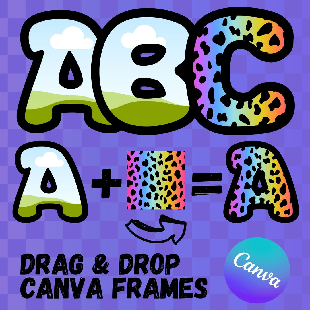 CANVA Doodle Letters Drag and Drop Frames Groovy Retro Doodle Fillable ...