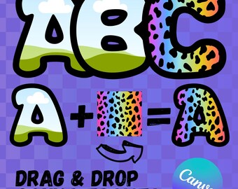 CANVA Doodle Letters Drag and Drop Frames Groovy Retro Doodle Fillable ...