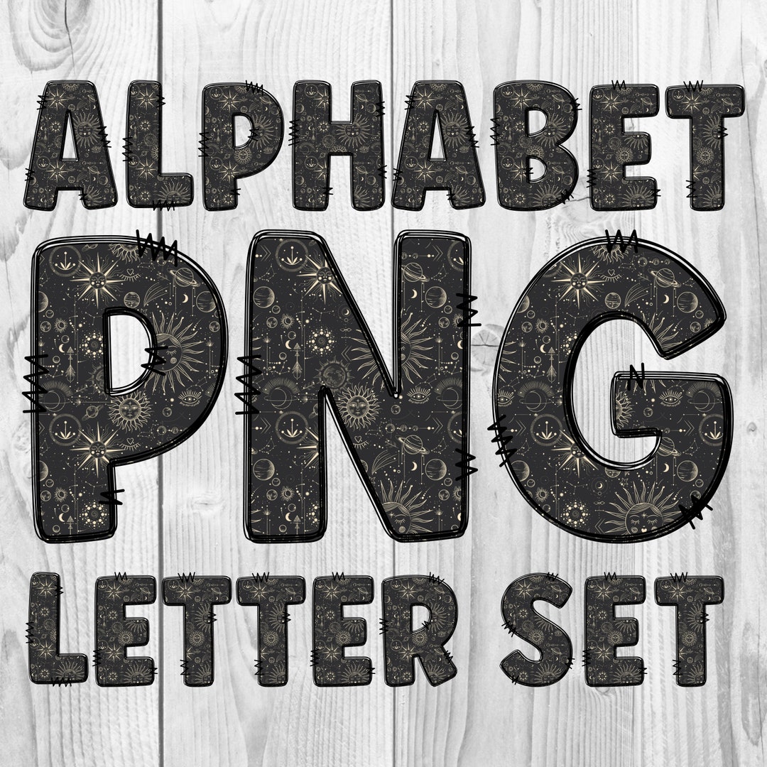 Alphabet Celestial Letters PNG Set Moon Celestial Pattern - Etsy