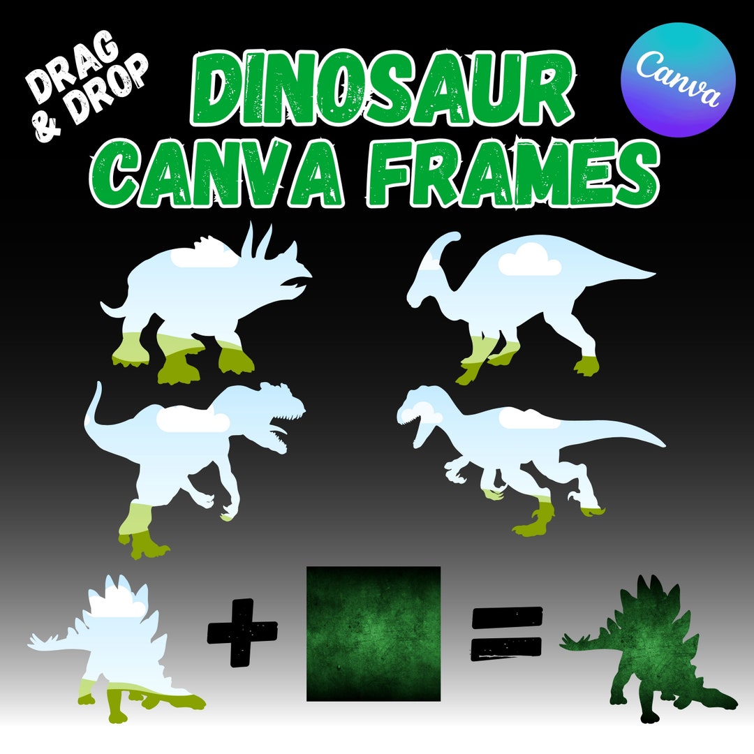Dinosaur Canva Frames Drag and Drop Dinosaur Canva Templates Dinosaur ...