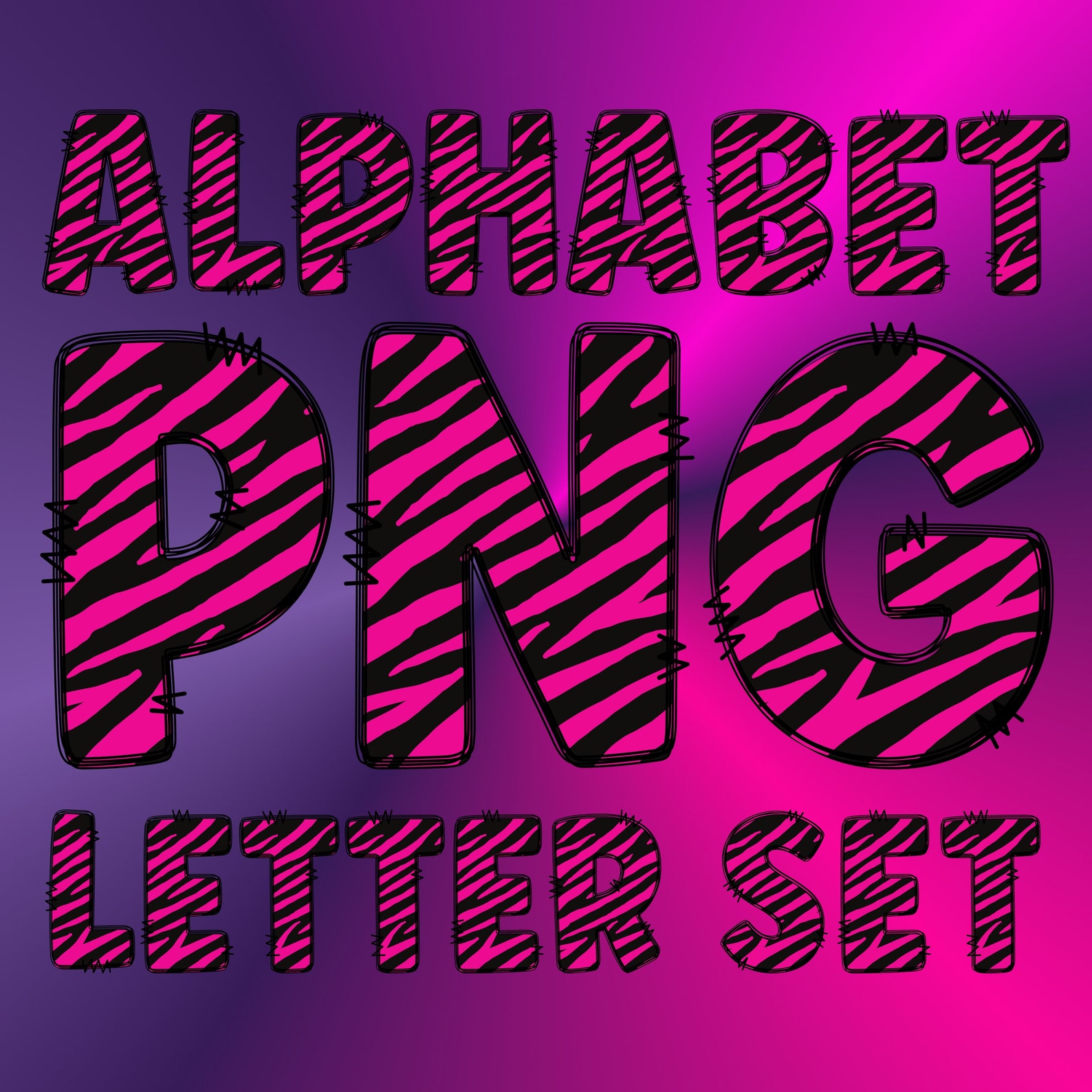 Zebra Pattern Alphabet Doodle Letters PNG Set Doodle Alphabet Pngs ...