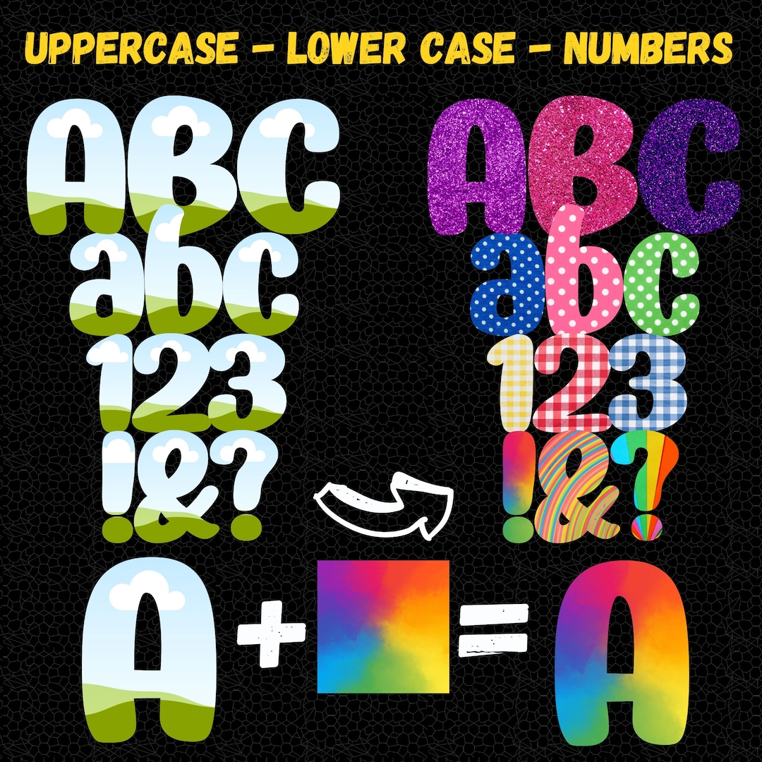 Groovy Doodle Alphabet Canva Frames - Fillable Font Templates (PNG) - Etsy