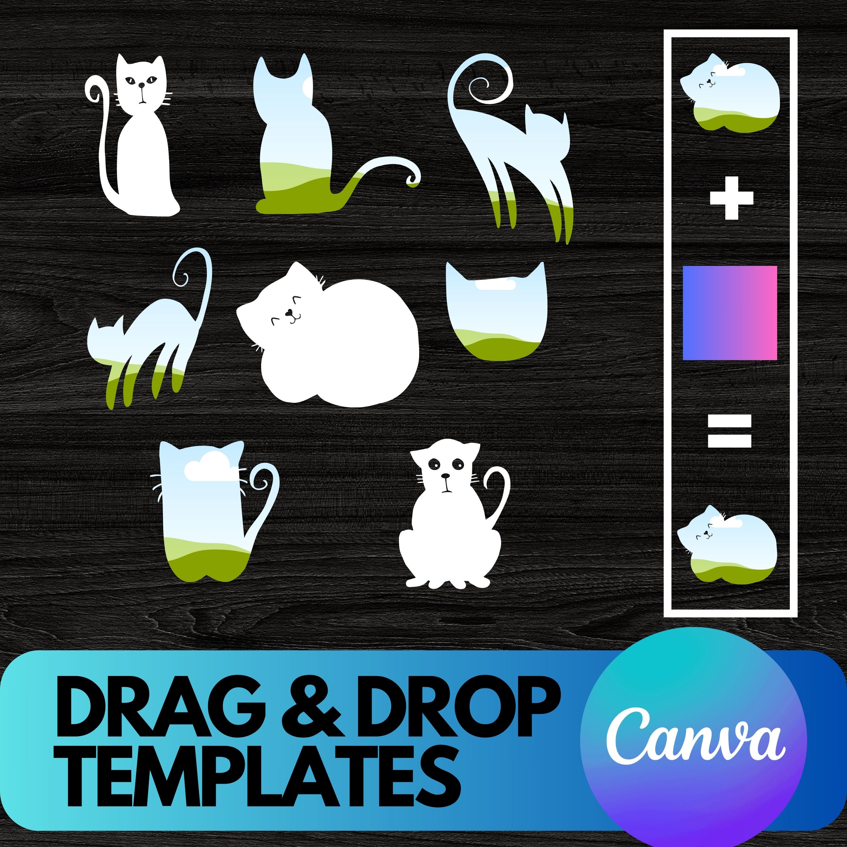 Cat Canva Frames Drag and Drop Cat Canva Templates PNG Designs Cat ...