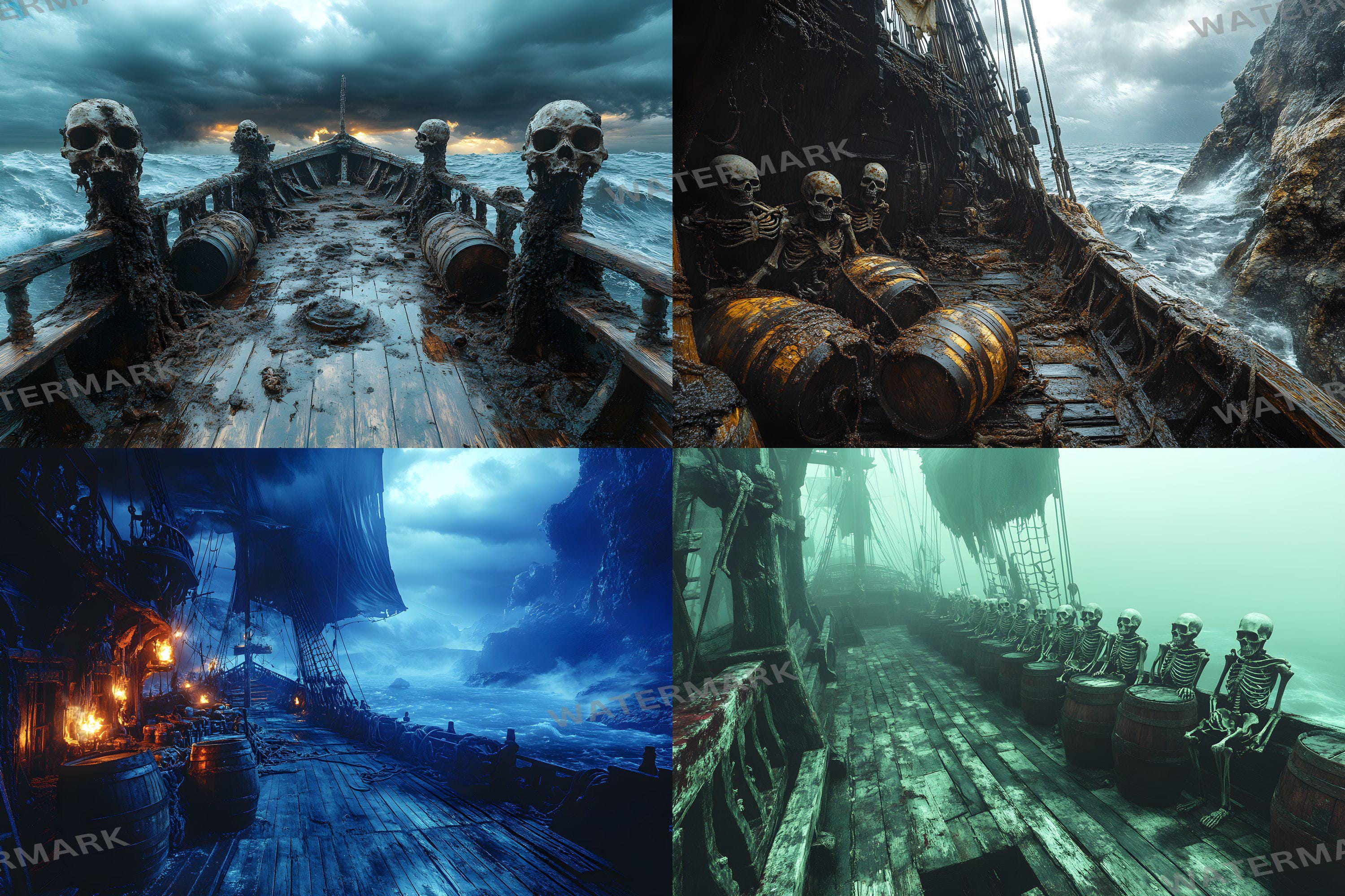 Pirate Ship Deck Backdrops | 30 Haunted Photography Overlays (PNG) - Etsy