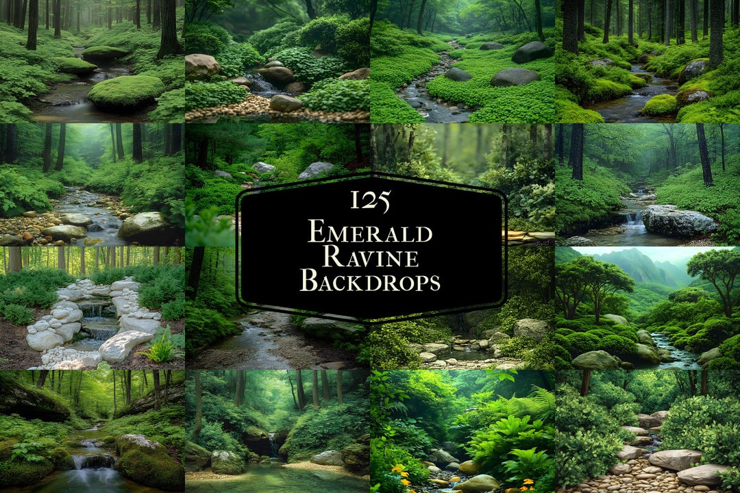 125 Emerald Ravine Forest Backdrops - Woodland Backgrounds, Lush Green ...