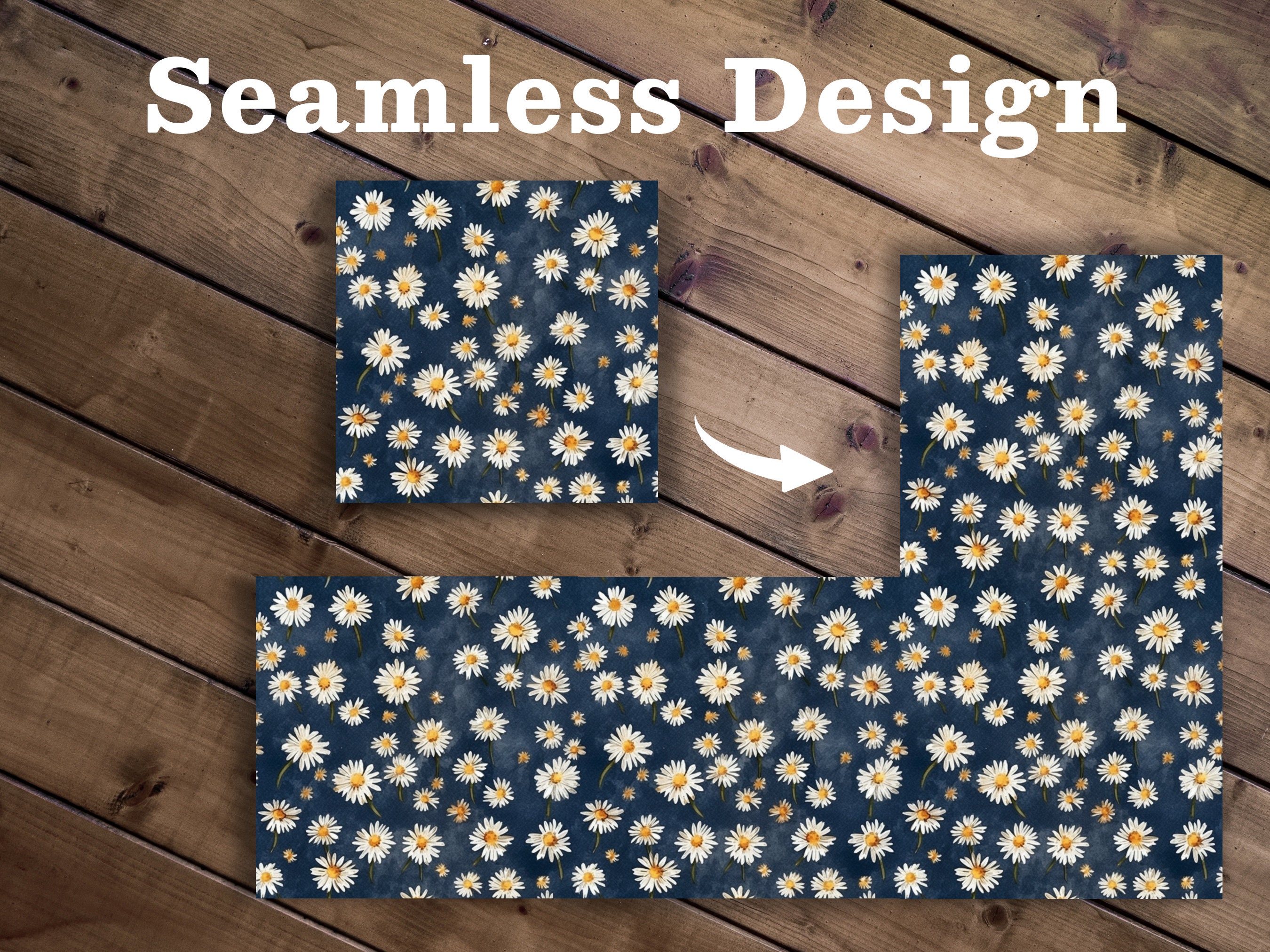 Seamless Daisy Digital Paper, Vintage Digital Papers, Seamless Daisy ...