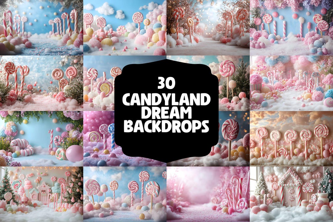 30 Candyland Dream Digital Backdrops, Kids Birthday (jpgs) - Etsy