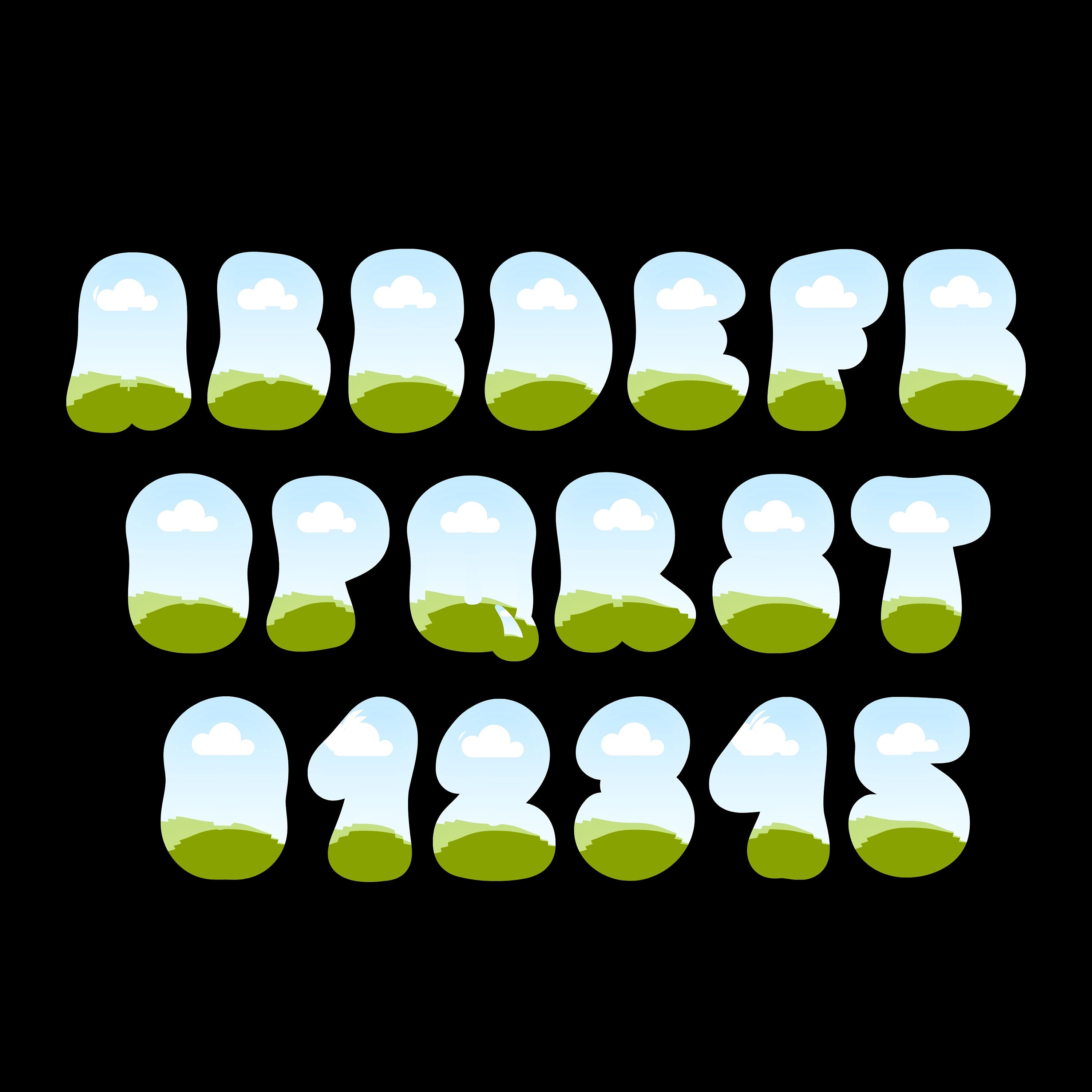 Alphabet Canva Frames Groovy Retro Outline Letters Drag and Drop ...