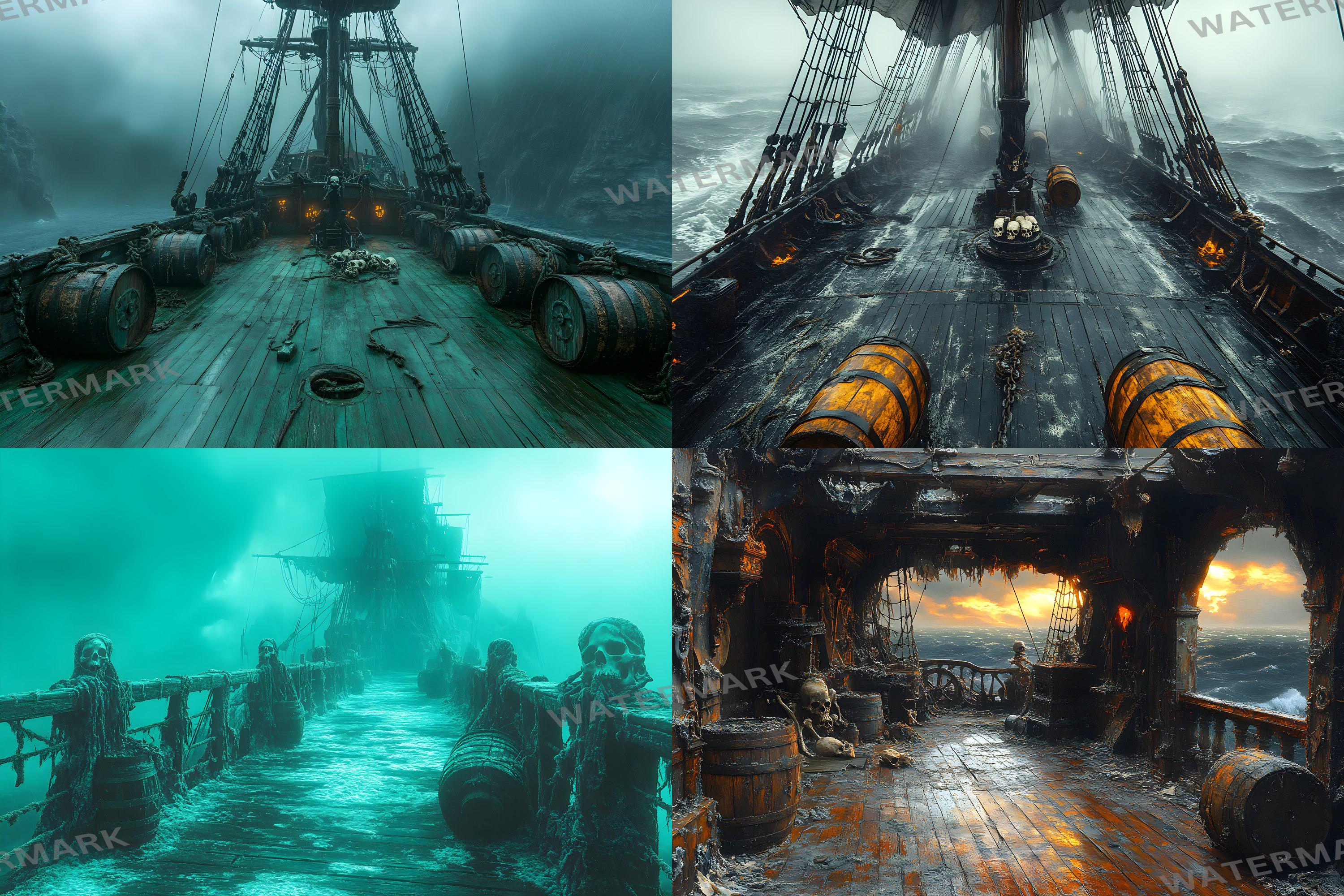 Pirate Ship Deck Backdrops | 30 Haunted Photography Overlays (PNG) - Etsy