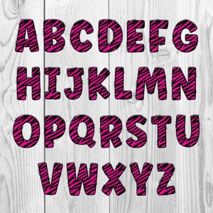 Zebra Pattern Alphabet Doodle Letters PNG Set Doodle Alphabet Pngs ...