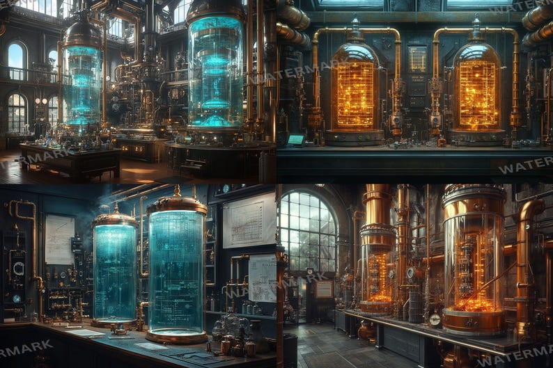 Steampunk Lab Vtuber Background, Alchemist VR Stream Room (digital ...