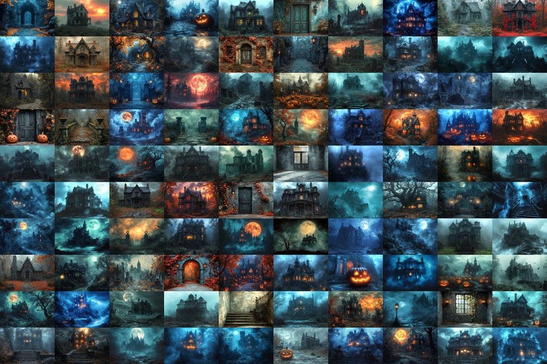105 Spooky Haunted House Backdrops | Halloween Photoshop Overlays (jpgs ...