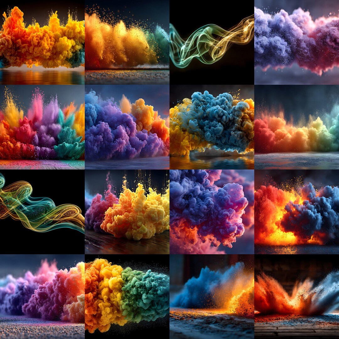 Rainbow Smoke Photography Backdrops, Colorful Fog Overlays (digital ...
