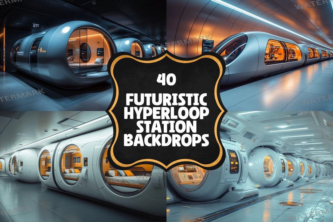 40 Futuristic Hyperloop Station Backdrops for Photography Design - High-quality 6000x4000px Pngs ...