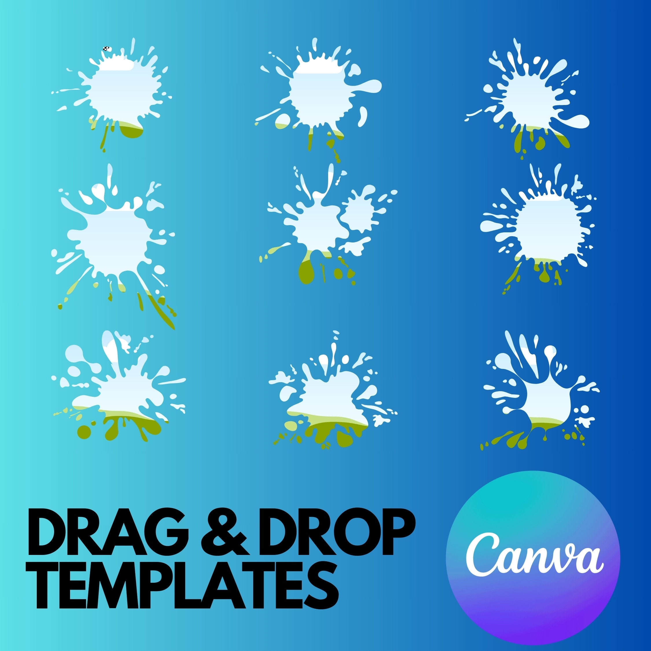 Paint Splash Canva Frames Drag and Drop Splash Spatter Canva - Etsy ...