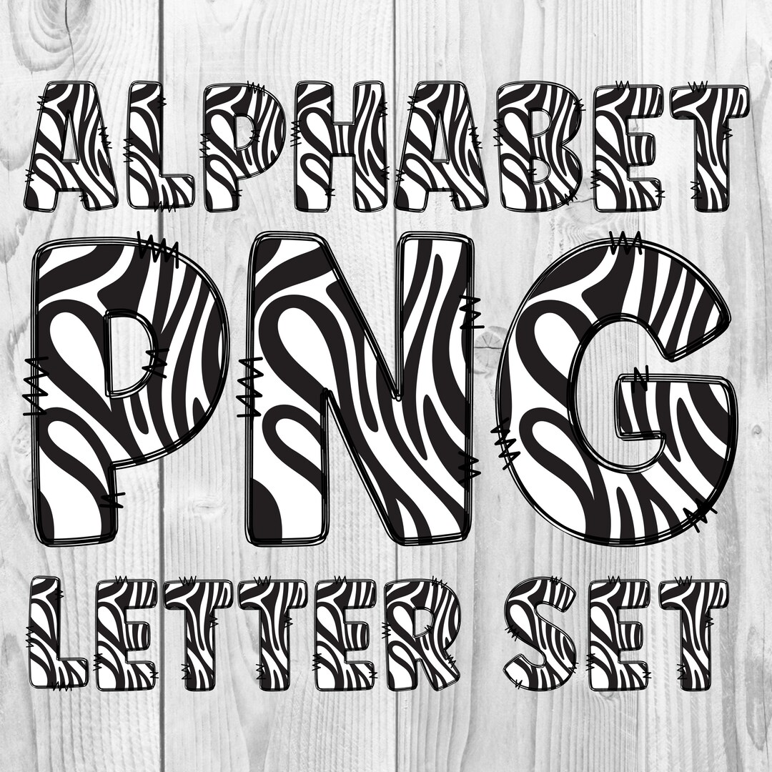 Zebra Pattern Alphabet Doodle Letters PNG Set Doodle Alphabet Pngs ...