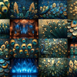 45 Peacock Deco Stage Backdrops | Elegant Art Deco Peacock Digital ...