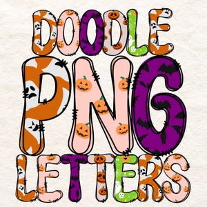Halloween Doodle Alphabet Bundle, Halloween PNG Letters Commercial Use ...