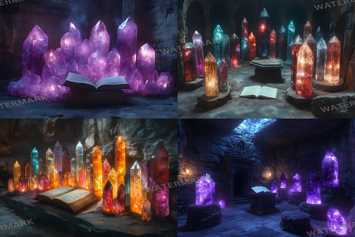 Cursed Crystal Chamber Backdrops, Fantasy Cave, Magical Gemstone (jpgs ...