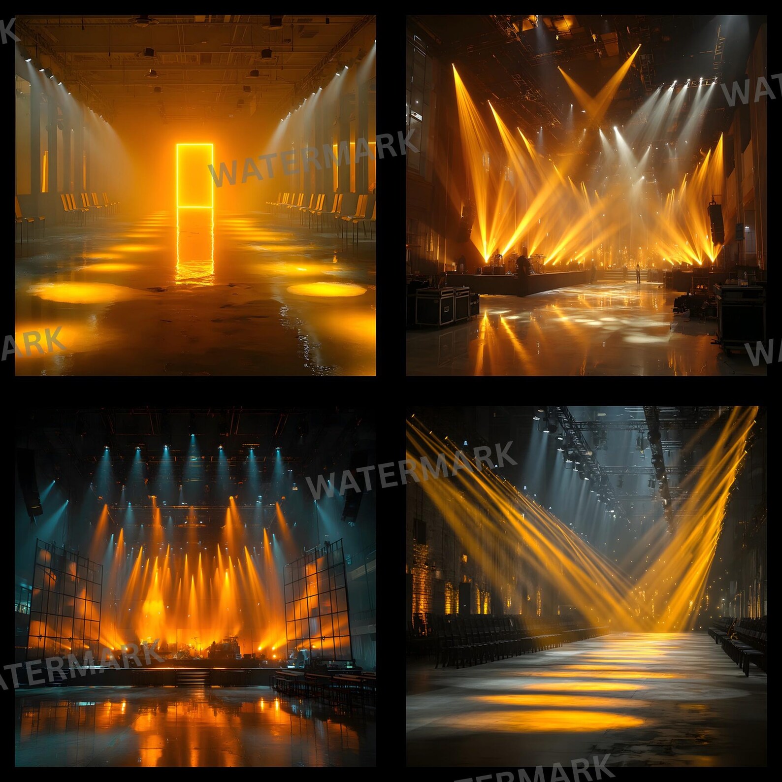 Yellow K-pop Concert Stage Backdrop: Digital Music Performance (JPG ...