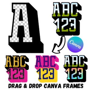 Letter Canva Frames Drag and Drop Frames Groovy Retro - Etsy