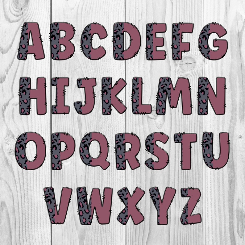 Leopard Print Alphabet Doodle Letters PNG Set Doodle - Etsy
