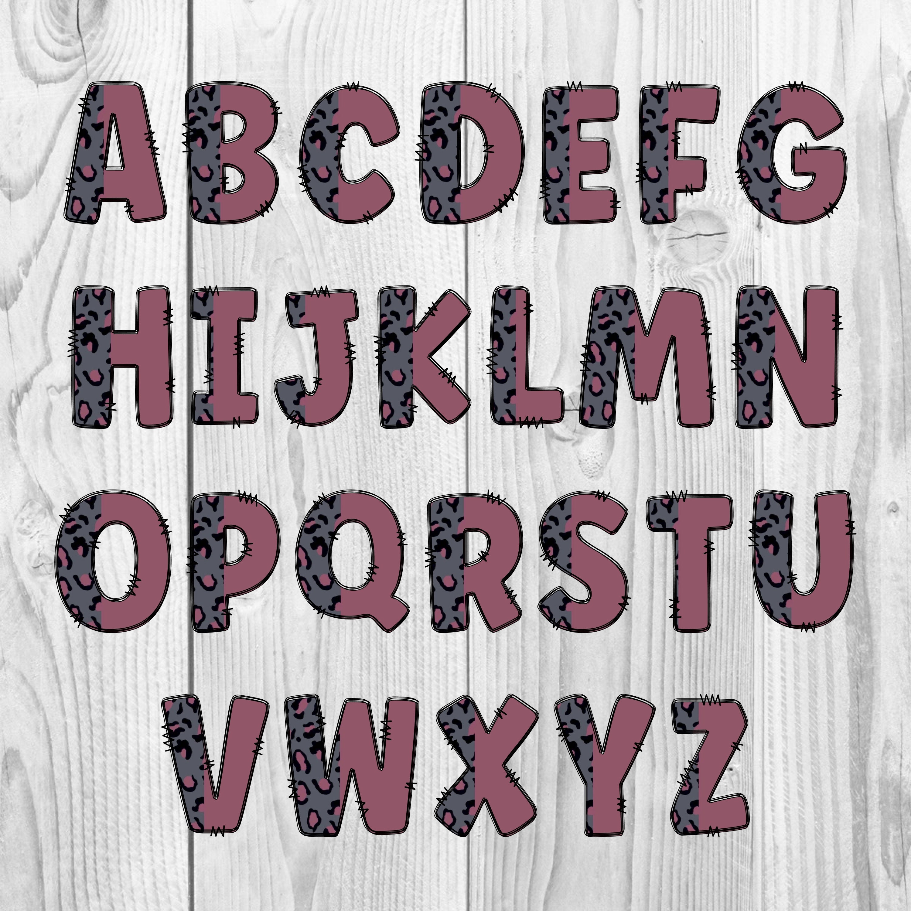 Leopard Print Alphabet Doodle Letters PNG Set Doodle - Etsy