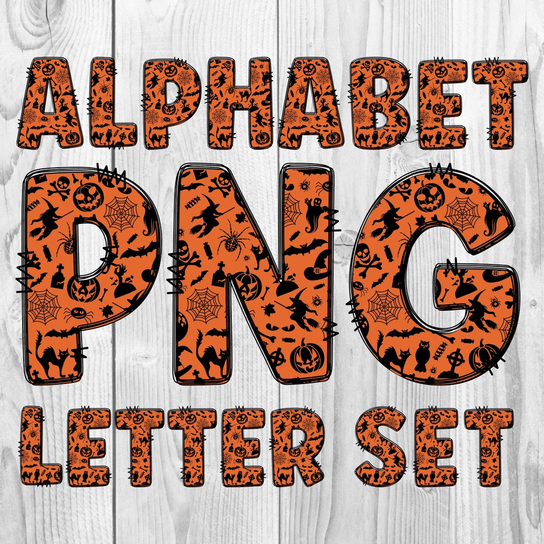 Halloween Alphabet Doodle Letters PNG Set Halloween Doodle Alphabet ...