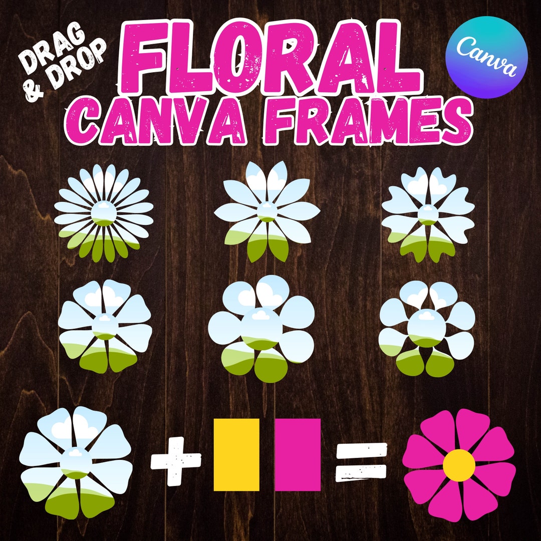 Floral Canva Frames - Drag and Drop Flower Canva Templates Floral PNG ...