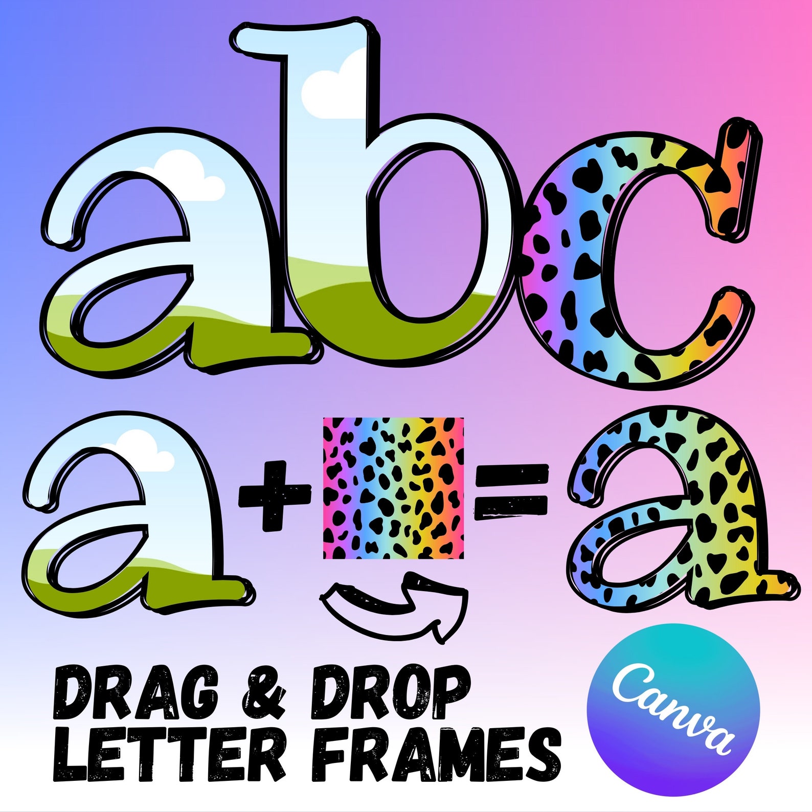 Groovy Doodle Alphabet - Canva Drag and Drop Letter Frames (PNG) - Etsy