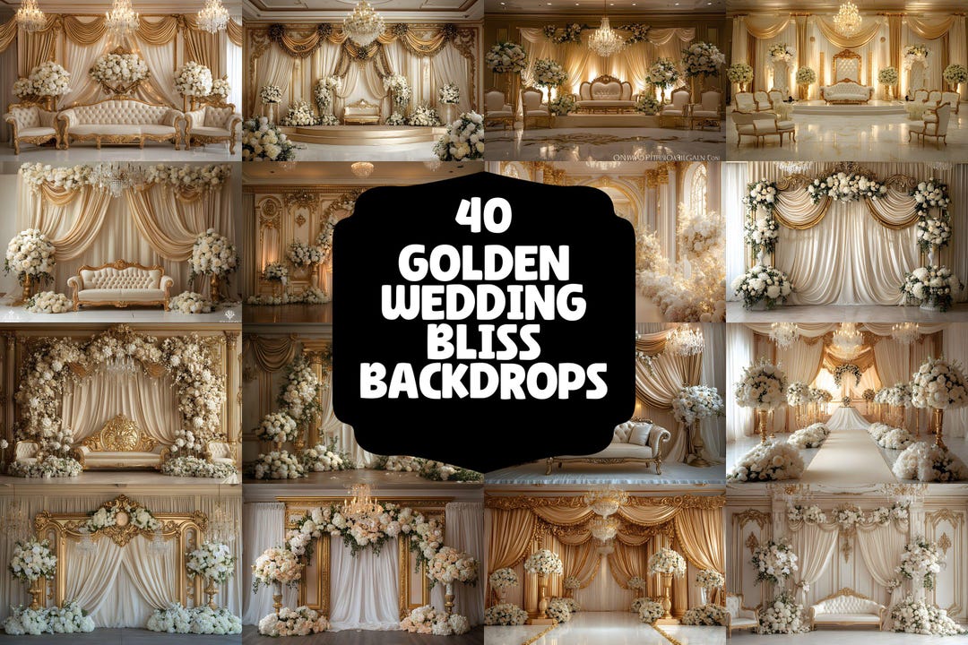40 Golden Wedding Bliss Backdrops | Elegant Wedding Backgrounds | Luxe ...