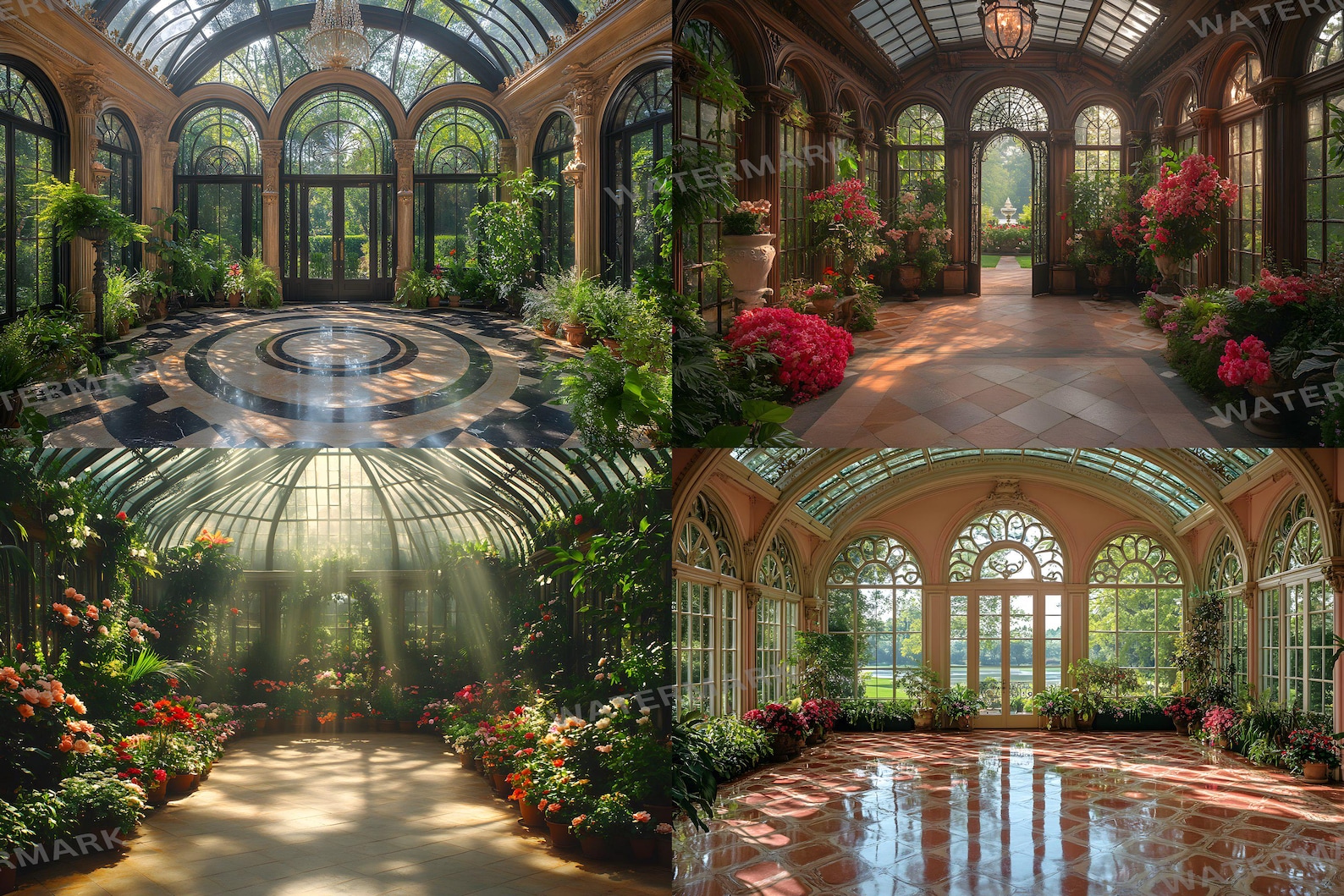 40 Crystal Conservatory Backdrops, Fantasy Glasshouse Garden Digital Background, Magical Ornate ...