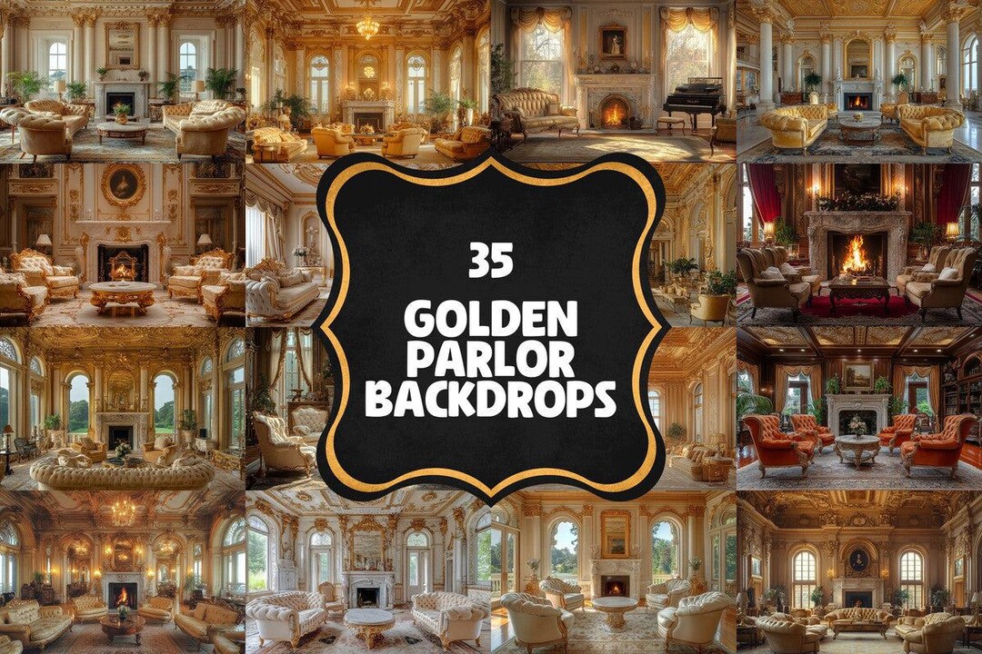 Golden Parlor Backdrops - 35 Warm Inviting Photography Overlays for ...