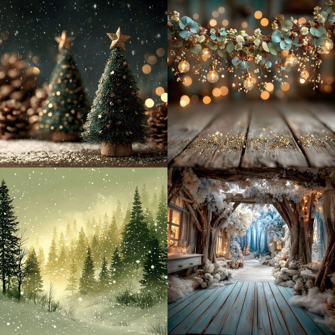 20 Rustic Miniature Christmas Tree Backdrops, Wooden Floor Background ...