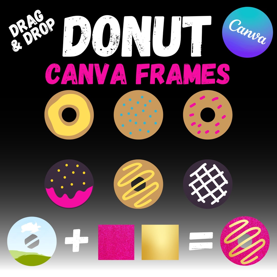 Donut Canva Frames Drag and Drop Donut Floral Canva Templates Food PNG ...