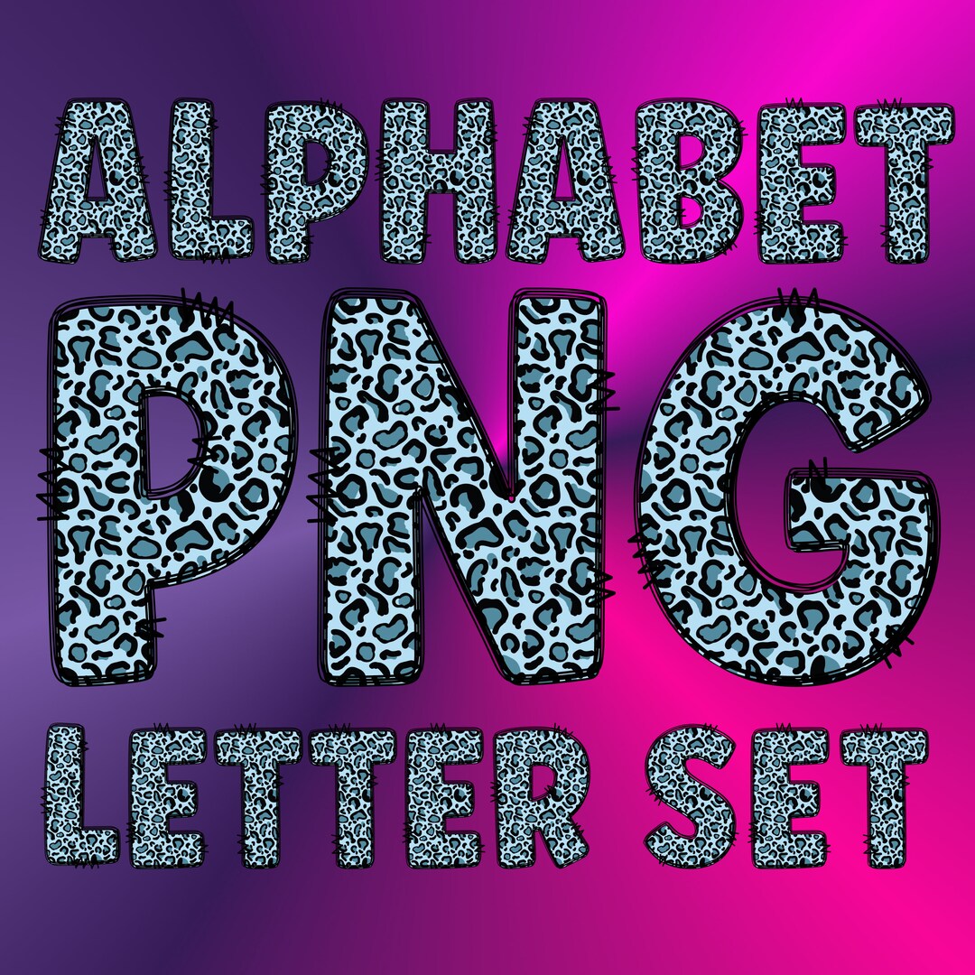 Leopard Print Alphabet Letters PNG Set, Blue Leopard Pattern Alphabet ...