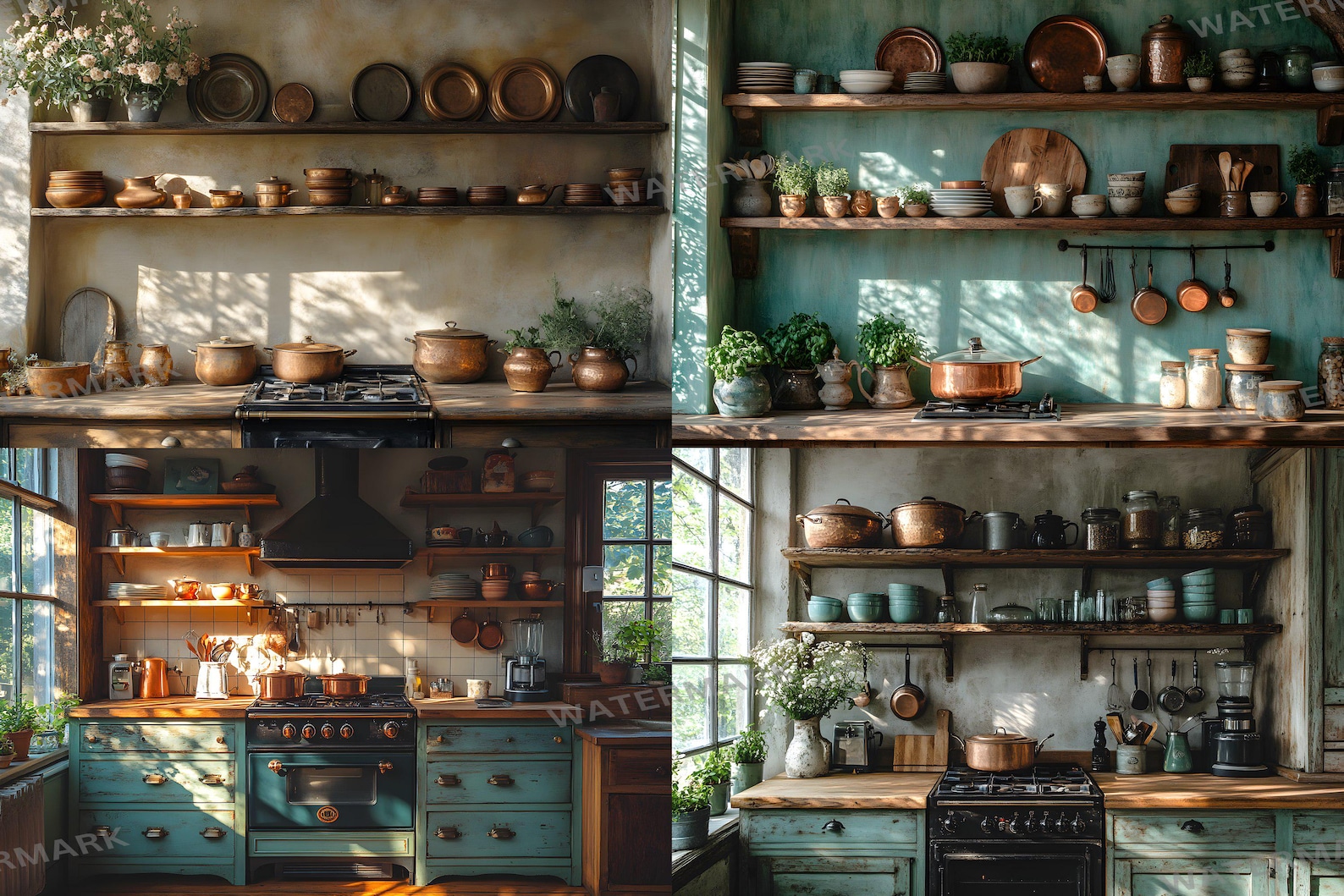 35 Rustic Farmhouse Kitchen Bliss Digital Backdrops for Cozy and Homely ...